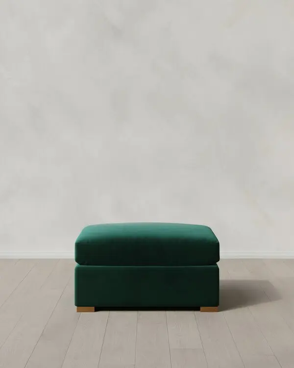 Quince Hollis Slope Arm Ottoman In Performance Velvet - Spruce