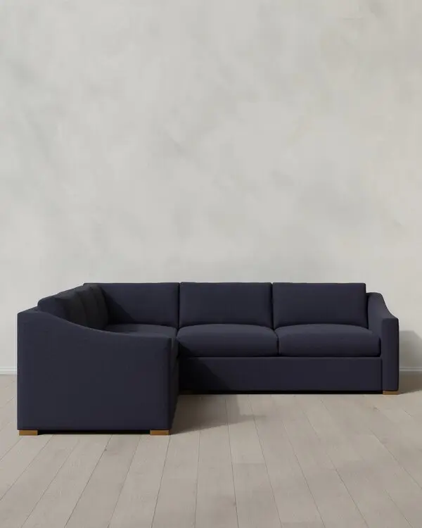 Quince Hollis Slope Arm L Sectional - Navy