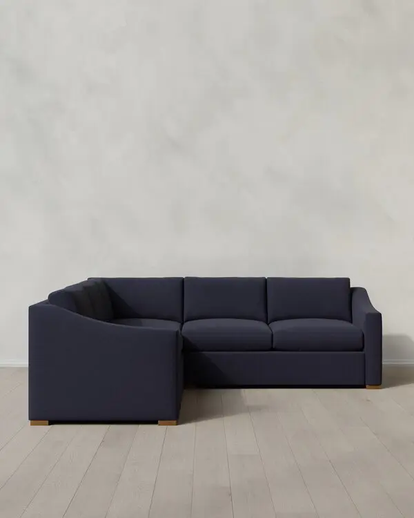 Quince Hollis Slope Arm L Sectional - Navy