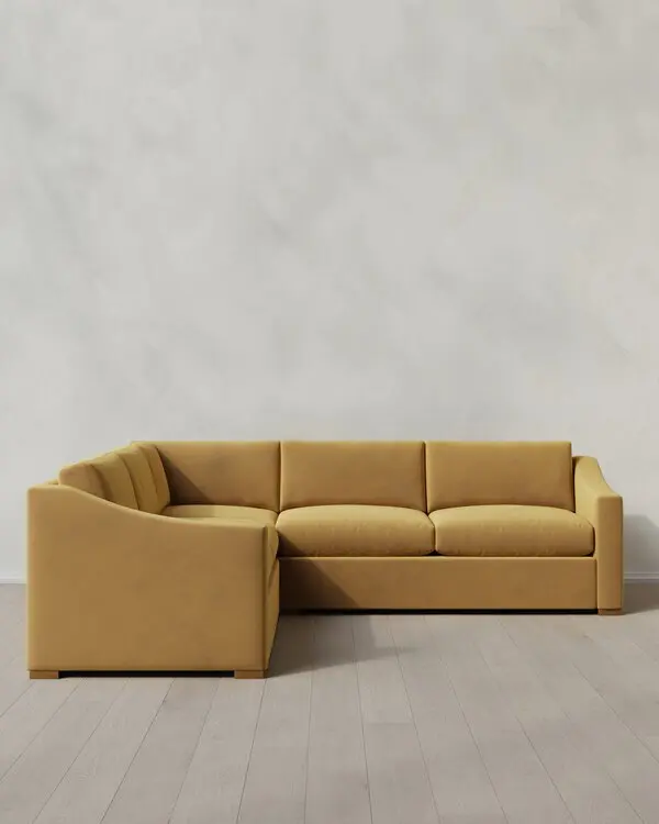 Quince Hollis Slope Arm L Sectional In Performance Velvet - Caramel