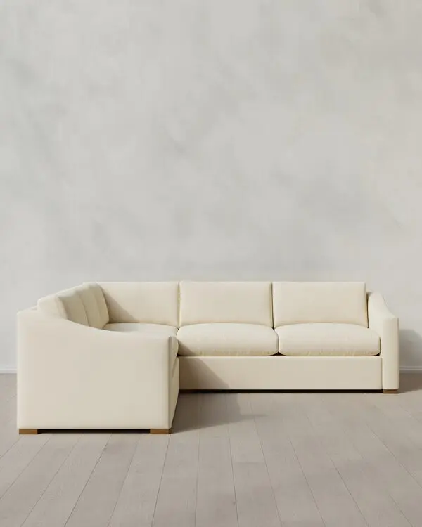 Quince Hollis Slope Arm L Sectional In Performance Velvet - Ivory
