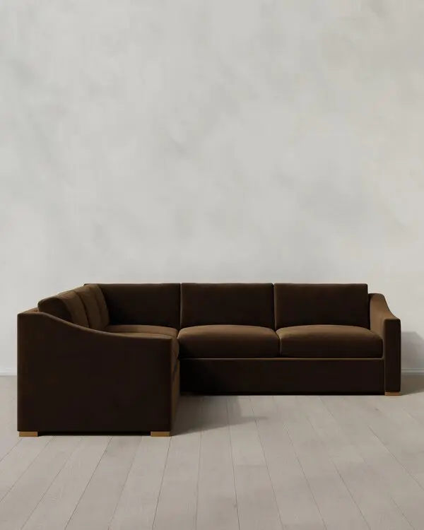 Quince Hollis Slope Arm L Sectional In Performance Velvet - Java