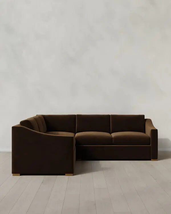 Quince Hollis Slope Arm L Sectional In Performance Velvet - Java