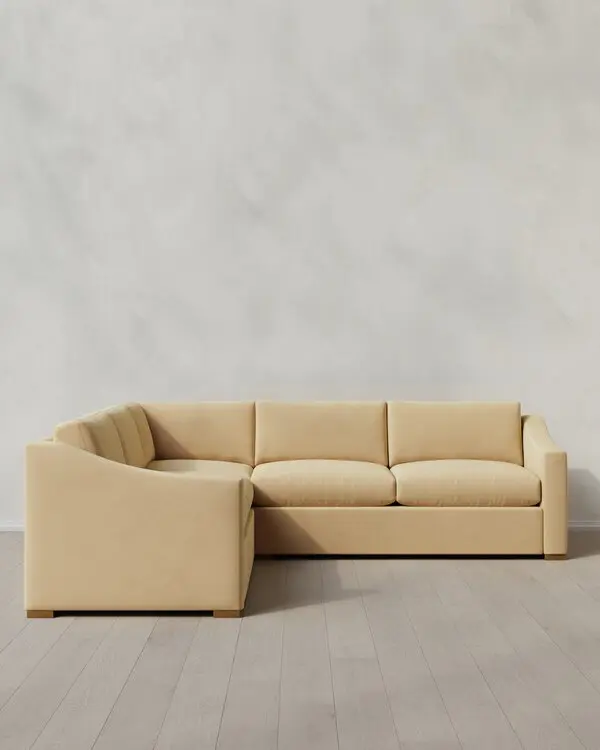 Quince Hollis Slope Arm L Sectional In Performance Velvet - Linen