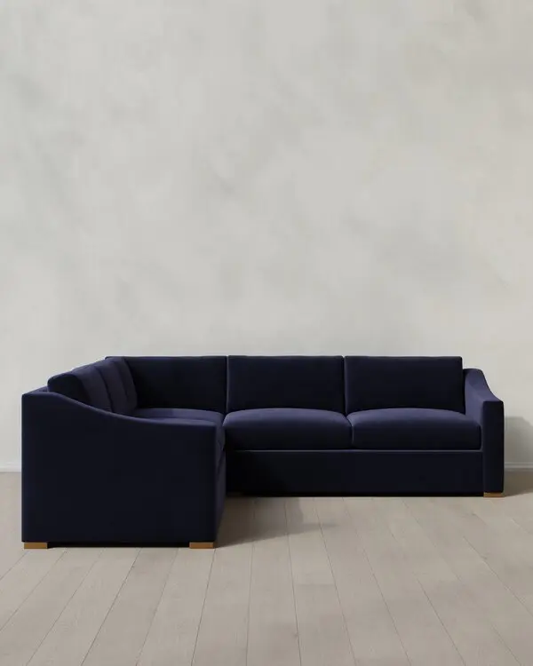 Quince Hollis Slope Arm L Sectional In Performance Velvet - Midnight