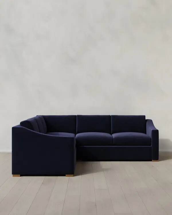 Quince Hollis Slope Arm L Sectional In Performance Velvet - Midnight