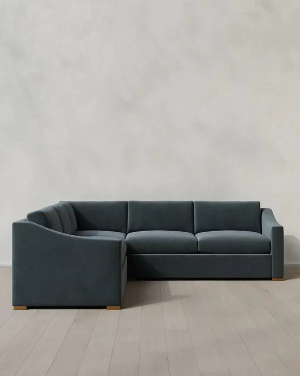 Quince Hollis Slope Arm L Sectional In Performance Velvet - Pine