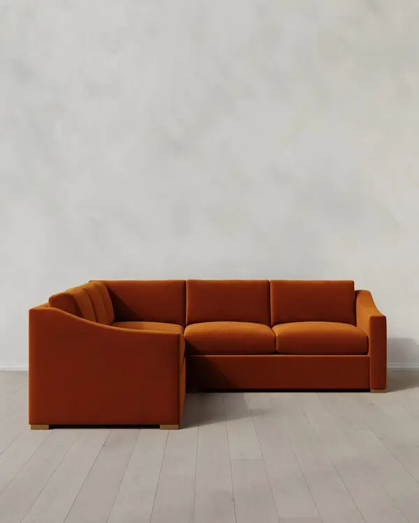 Quince Hollis Slope Arm L Sectional In Performance Velvet - Rust