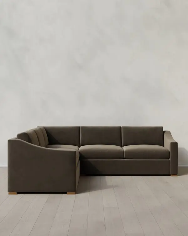 Quince Hollis Slope Arm L Sectional In Performance Velvet - Sable