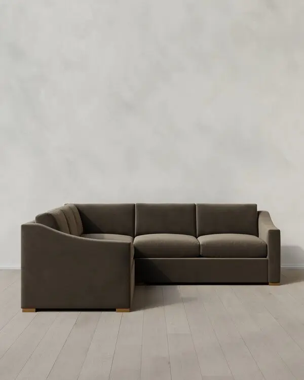 Quince Hollis Slope Arm L Sectional In Performance Velvet - Sable