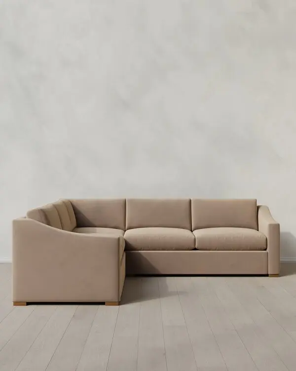 Quince Hollis Slope Arm L Sectional In Performance Velvet - Taupe