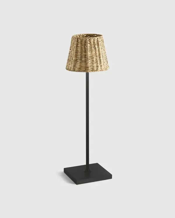 Quince Zafferano America Poldina Pro Rechargeable Table Lamp With Seagrass Shade Zafferano - Black
