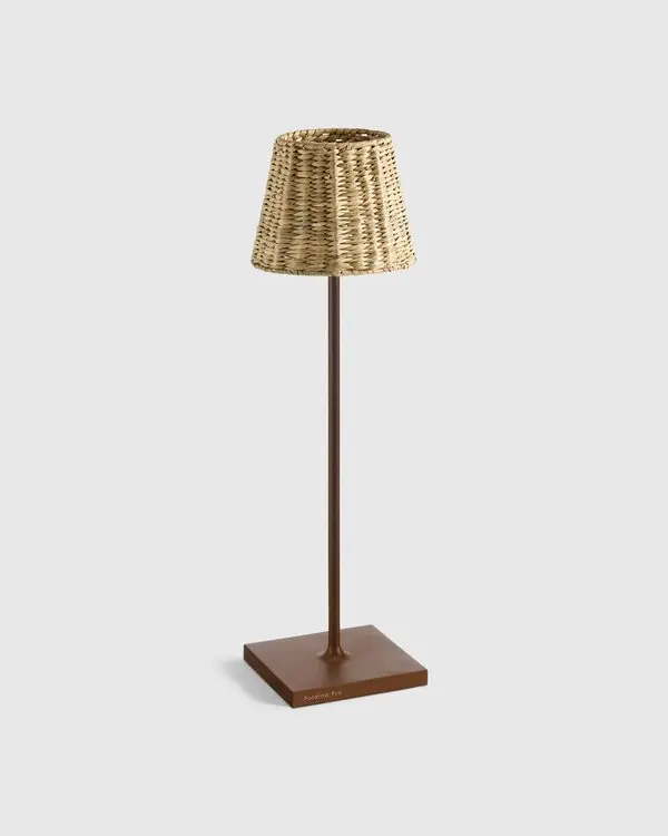 Quince Zafferano America Poldina Pro Rechargeable Table Lamp With Seagrass Shade Zafferano - Rust