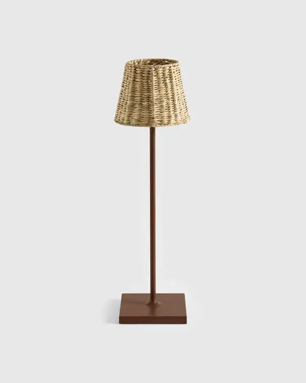 Quince Zafferano America Poldina Pro Rechargeable Table Lamp With Seagrass Shade Zafferano - Rust