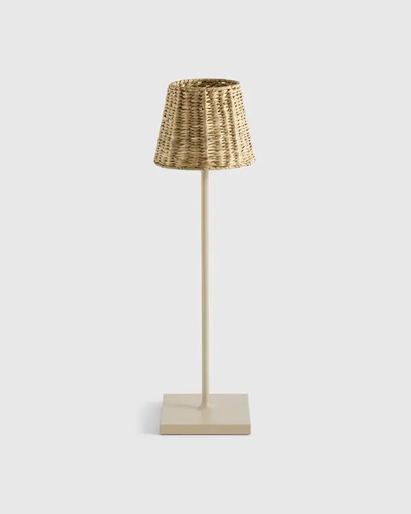 Quince Zafferano America Poldina Pro Rechargeable Table Lamp With Seagrass Shade Zafferano - Sand