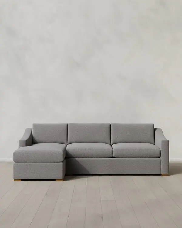 Quince Hollis Slope Arm Chaise Sectional In Performance Basketweave - Ash