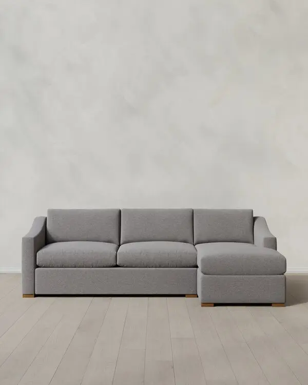 Quince Hollis Slope Arm Chaise Sectional In Performance Basketweave - Ash