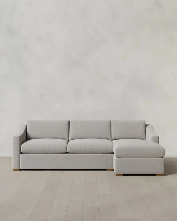 Quince Hollis Slope Arm Chaise Sectional In Performance Basketweave - Fog