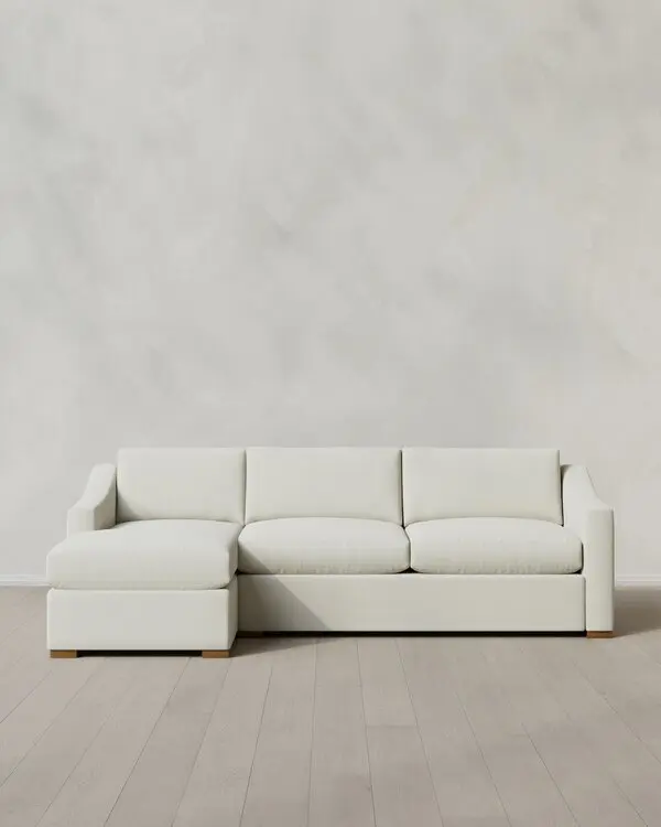 Quince Hollis Slope Arm Chaise Sectional In Performance Basketweave - Ivory