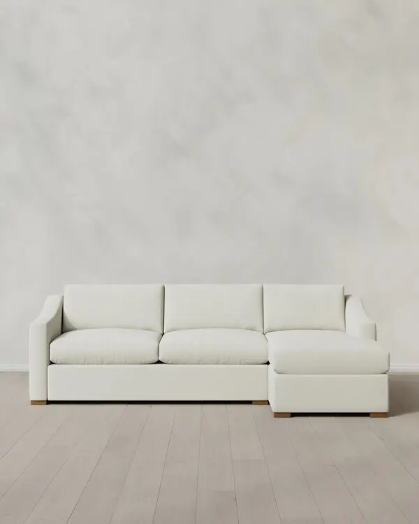Quince Hollis Slope Arm Chaise Sectional In Performance Basketweave - Ivory