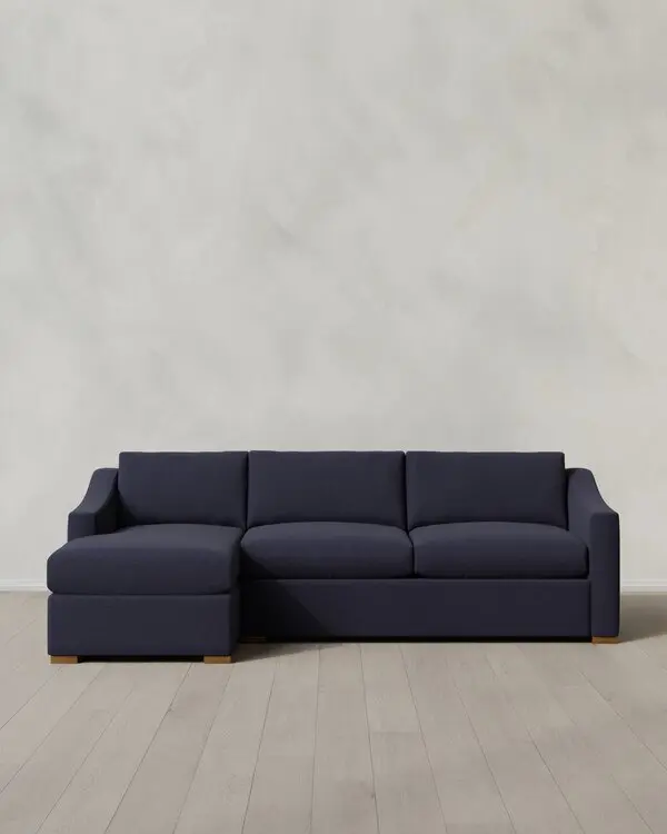 Quince Hollis Slope Arm Chaise Sectional In Performance Basketweave - Navy