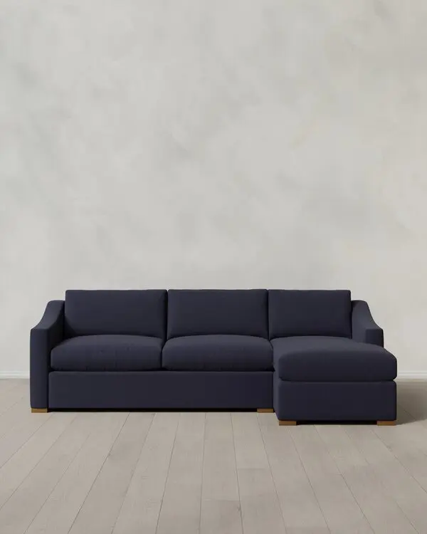 Quince Hollis Slope Arm Chaise Sectional In Performance Basketweave - Navy