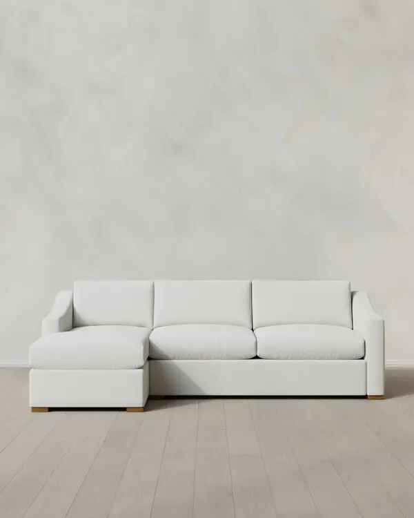 Quince Hollis Slope Arm Chaise Sectional In Performance Basketweave - Snow