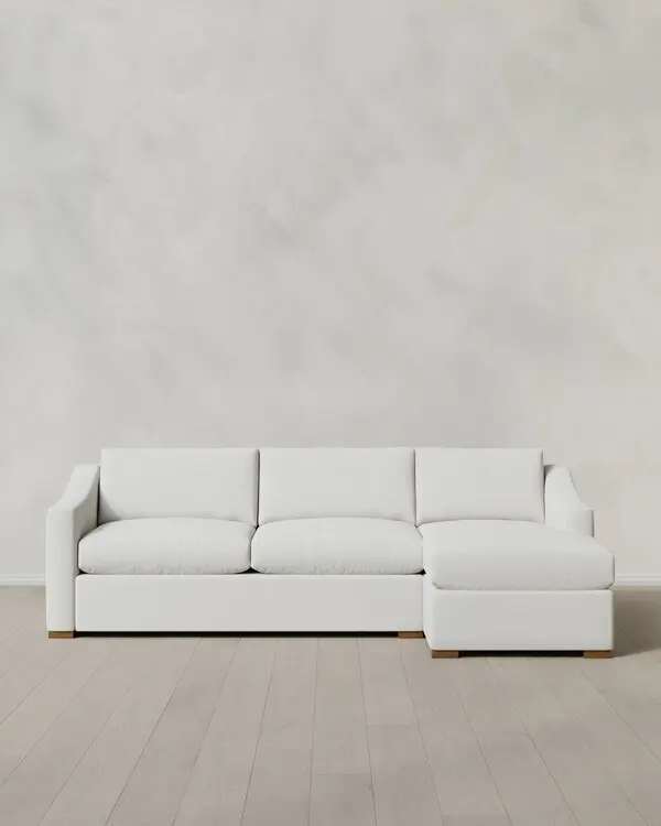 Quince Hollis Slope Arm Chaise Sectional In Performance Basketweave - Snow