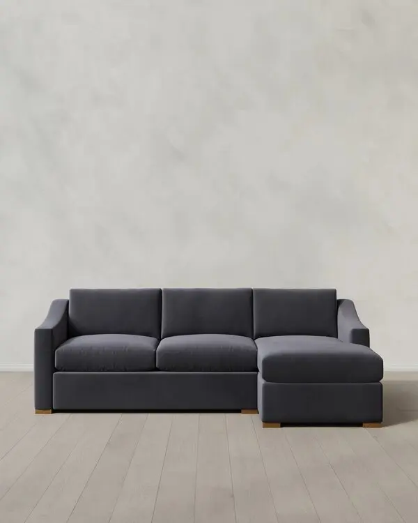 Quince Hollis Slope Arm Chaise Sectional - Gunmetal