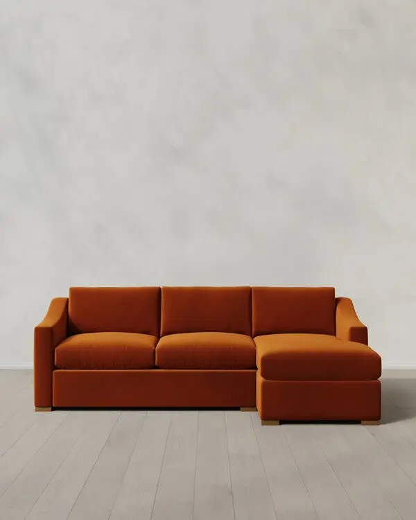 Quince Hollis Slope Arm Chaise Sectional - Rust