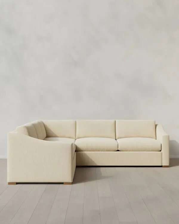 Quince Hollis Slope Arm L Sectional In Performance Chenille Linen Blend - Eggshell