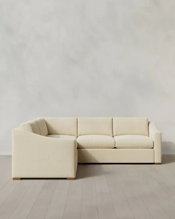 Quince Hollis Slope Arm L Sectional In Performance Chenille Linen Blend - Eggshell