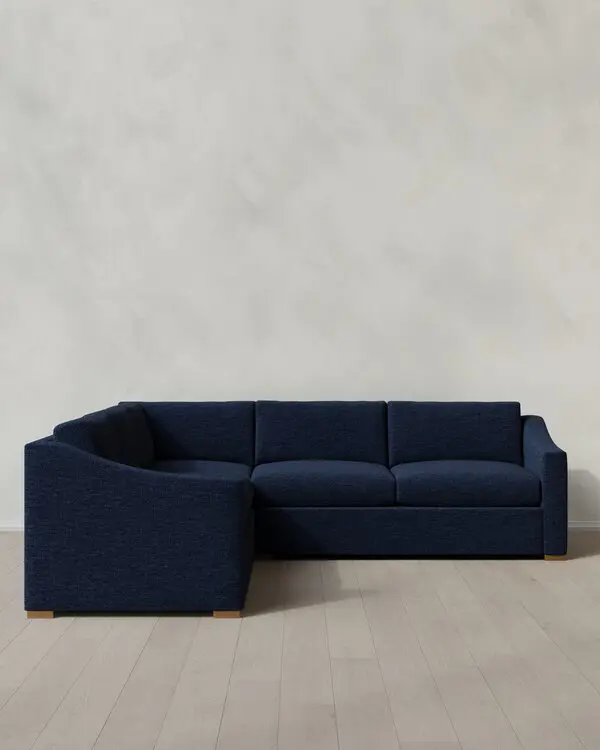 Quince Hollis Slope Arm L Sectional In Performance Chenille Linen Blend - Ink
