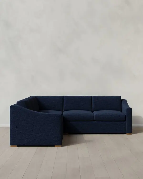 Quince Hollis Slope Arm L Sectional In Performance Chenille Linen Blend - Ink