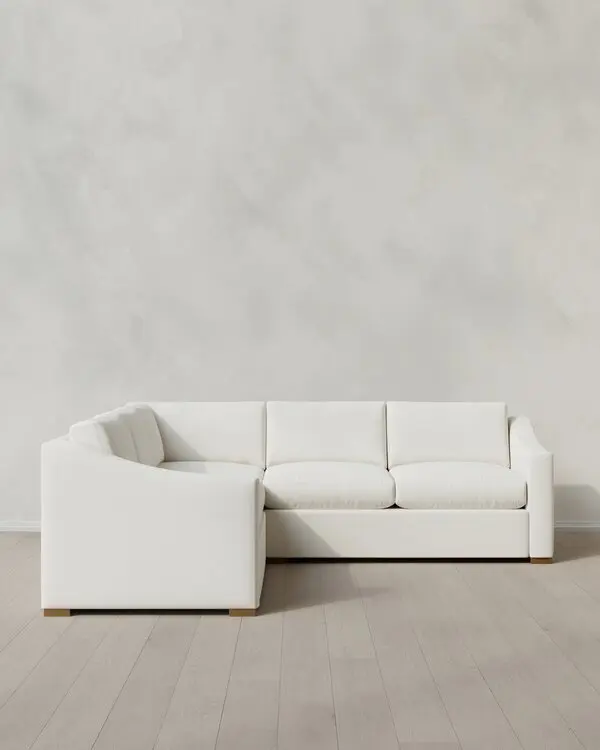 Quince Hollis Slope Arm L Sectional In Performance Chenille Linen Blend - Marshmallow