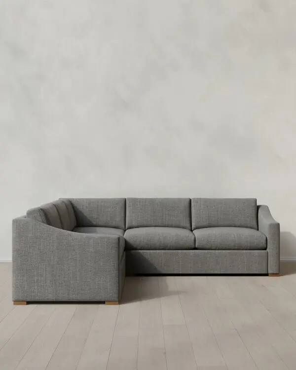 Quince Hollis Slope Arm L Sectional In Performance Chenille Linen Blend - Slate