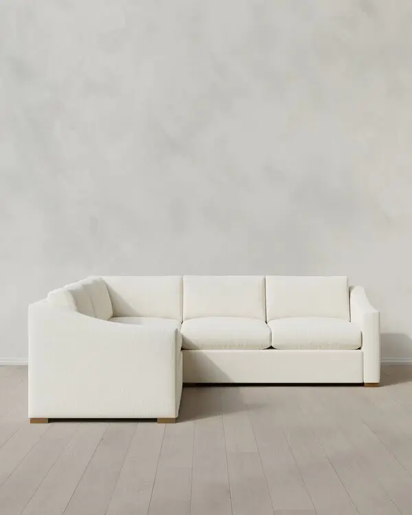 Quince Hollis Slope Arm L Sectional In Performance Chenille Linen Blend - Snow