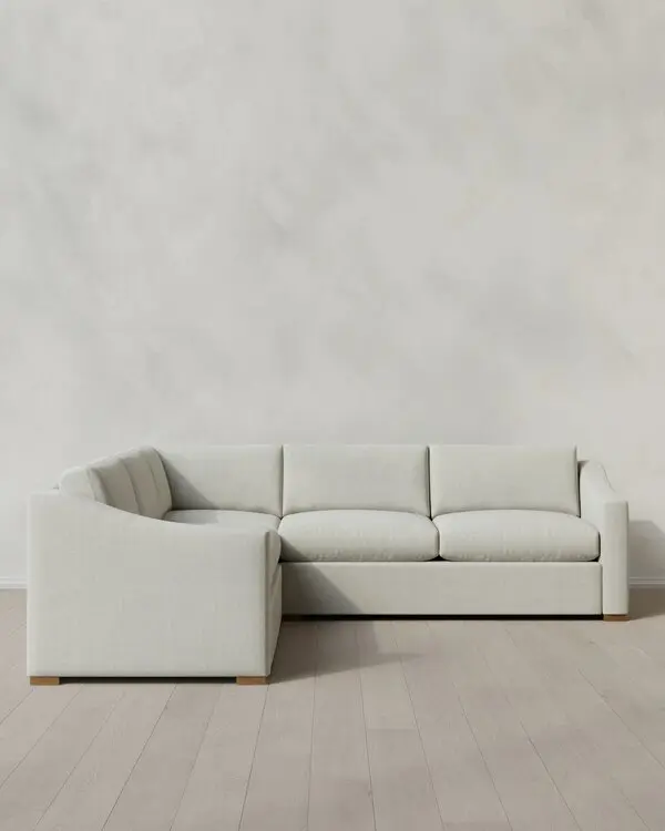 Quince Hollis Slope Arm L Sectional In Performance Chenille Linen Blend - Sorrell