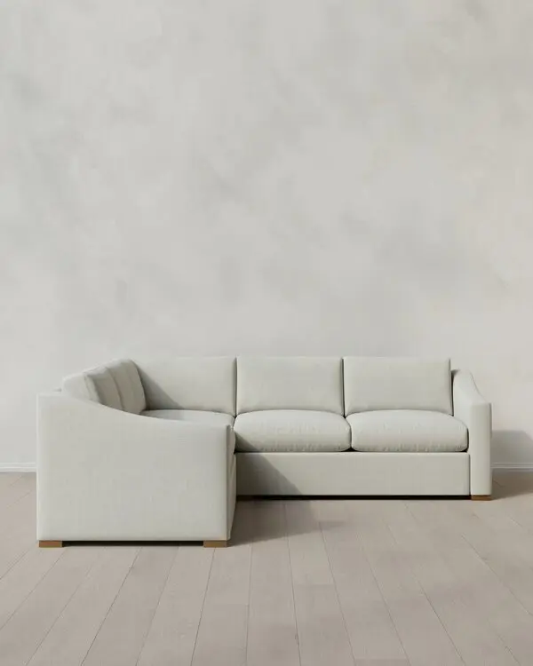 Quince Hollis Slope Arm L Sectional In Performance Chenille Linen Blend - Sorrell