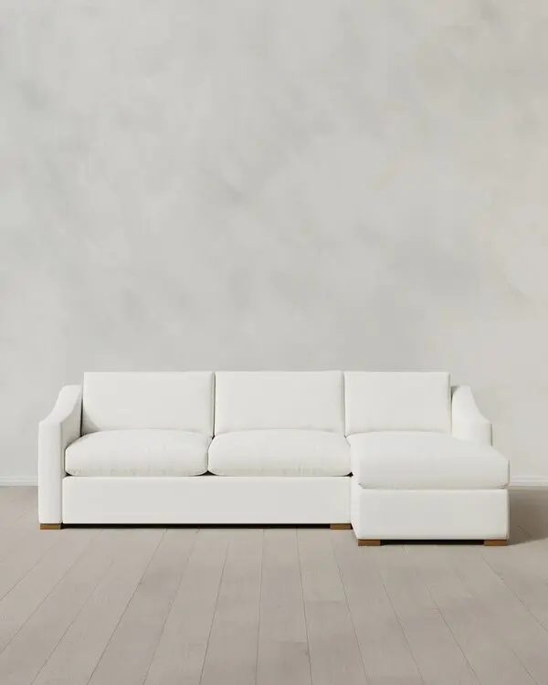 Quince Hollis Slope Arm Chaise Sectional In Performance Chenille Linen Blend - Marshmallow