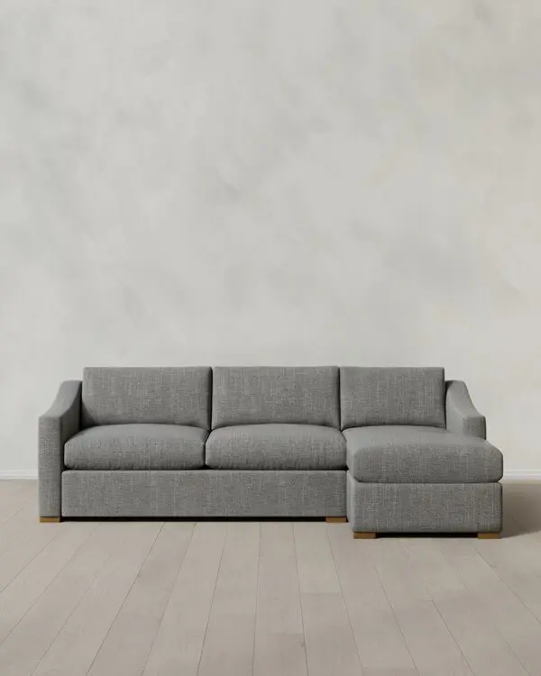 Quince Hollis Slope Arm Chaise Sectional In Performance Chenille Linen Blend - Slate