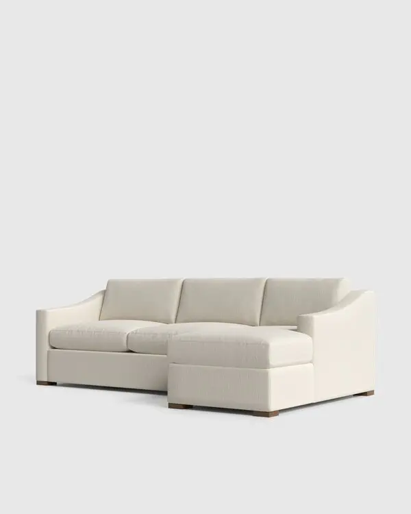 Quince Hollis Slope Arm Chaise Sectional In Performance Chenille Linen Blend - Slate