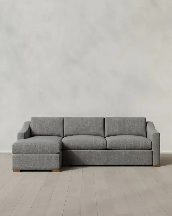 Quince Hollis Slope Arm Chaise Sectional In Performance Chenille Linen Blend - Slate