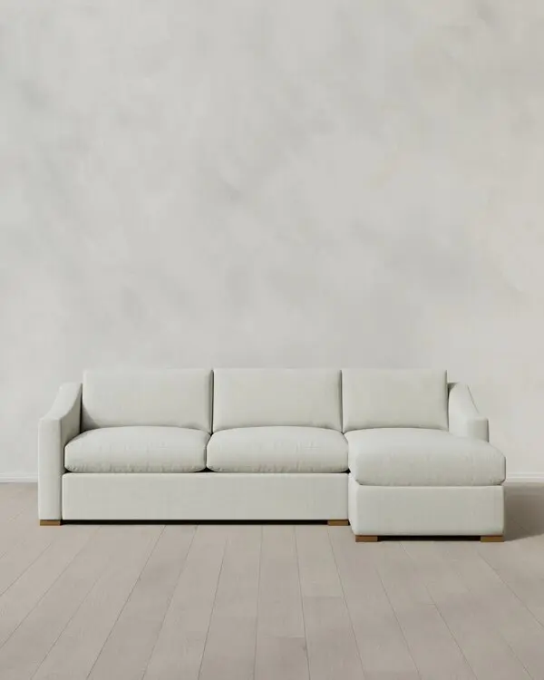 Quince Hollis Slope Arm Chaise Sectional In Performance Chenille Linen Blend - Sorrell
