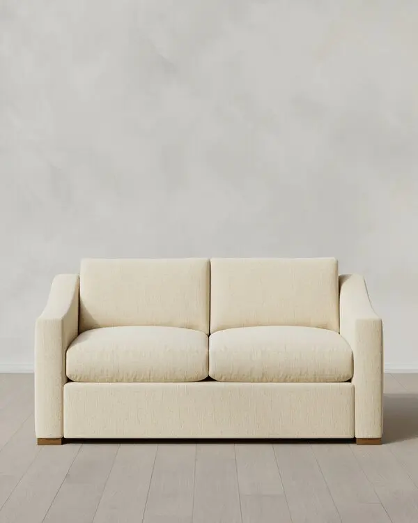 Quince Hollis Slope Arm Sofa In Performance Chenille Linen Blend - Eggshell