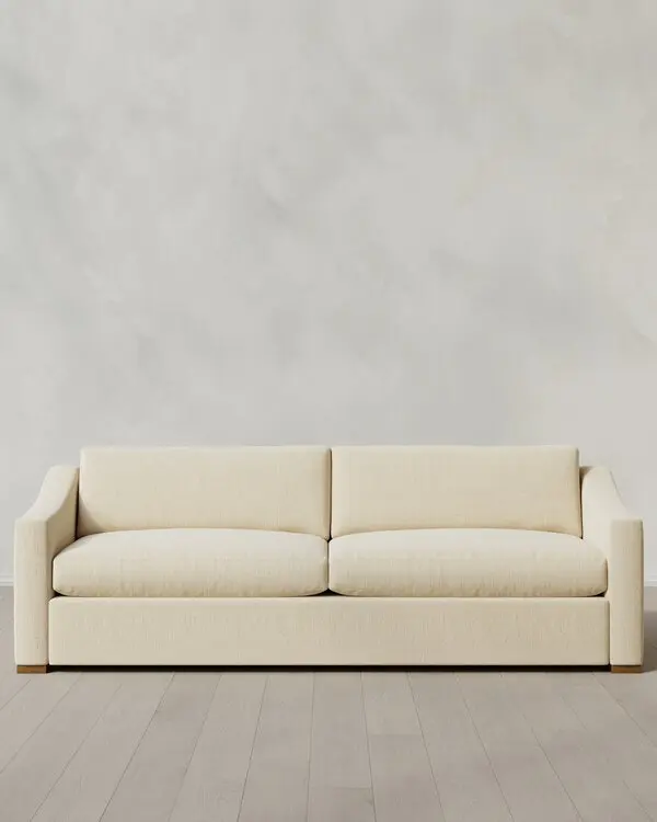 Quince Hollis Slope Arm Sofa In Performance Chenille Linen Blend - Eggshell