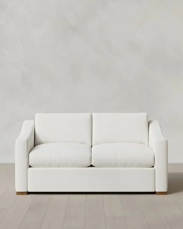 Quince Hollis Slope Arm Sofa In Performance Chenille Linen Blend - Marshmallow