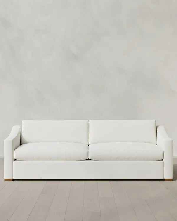 Quince Hollis Slope Arm Sofa In Performance Chenille Linen Blend - Marshmallow