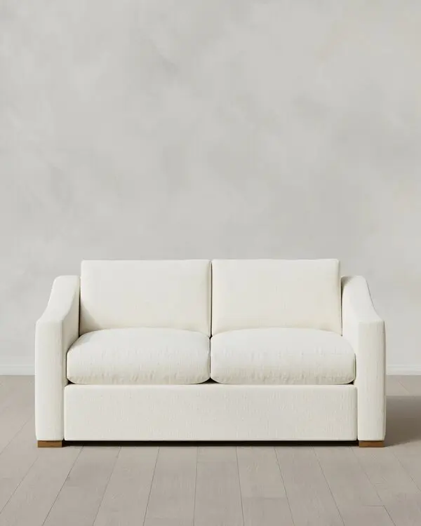 Quince Hollis Slope Arm Sofa In Performance Chenille Linen Blend - Snow