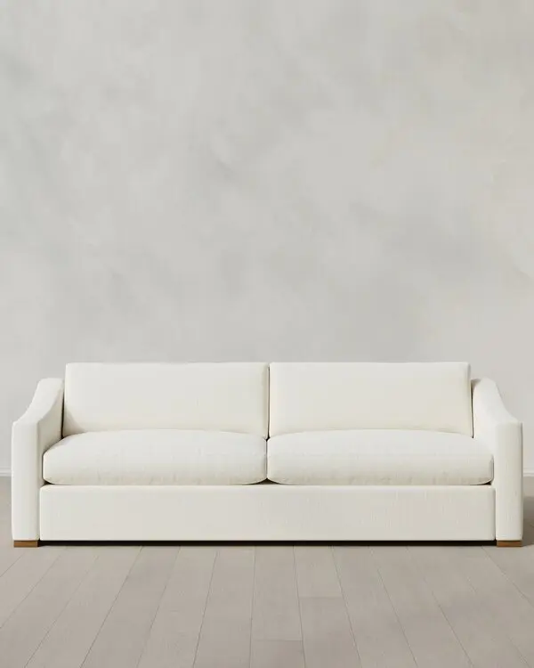 Quince Hollis Slope Arm Sofa In Performance Chenille Linen Blend - Snow